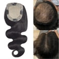 Human Hair Topper for Women 12x13CM Silk Skin Base Hair Pieces with 2CM ...