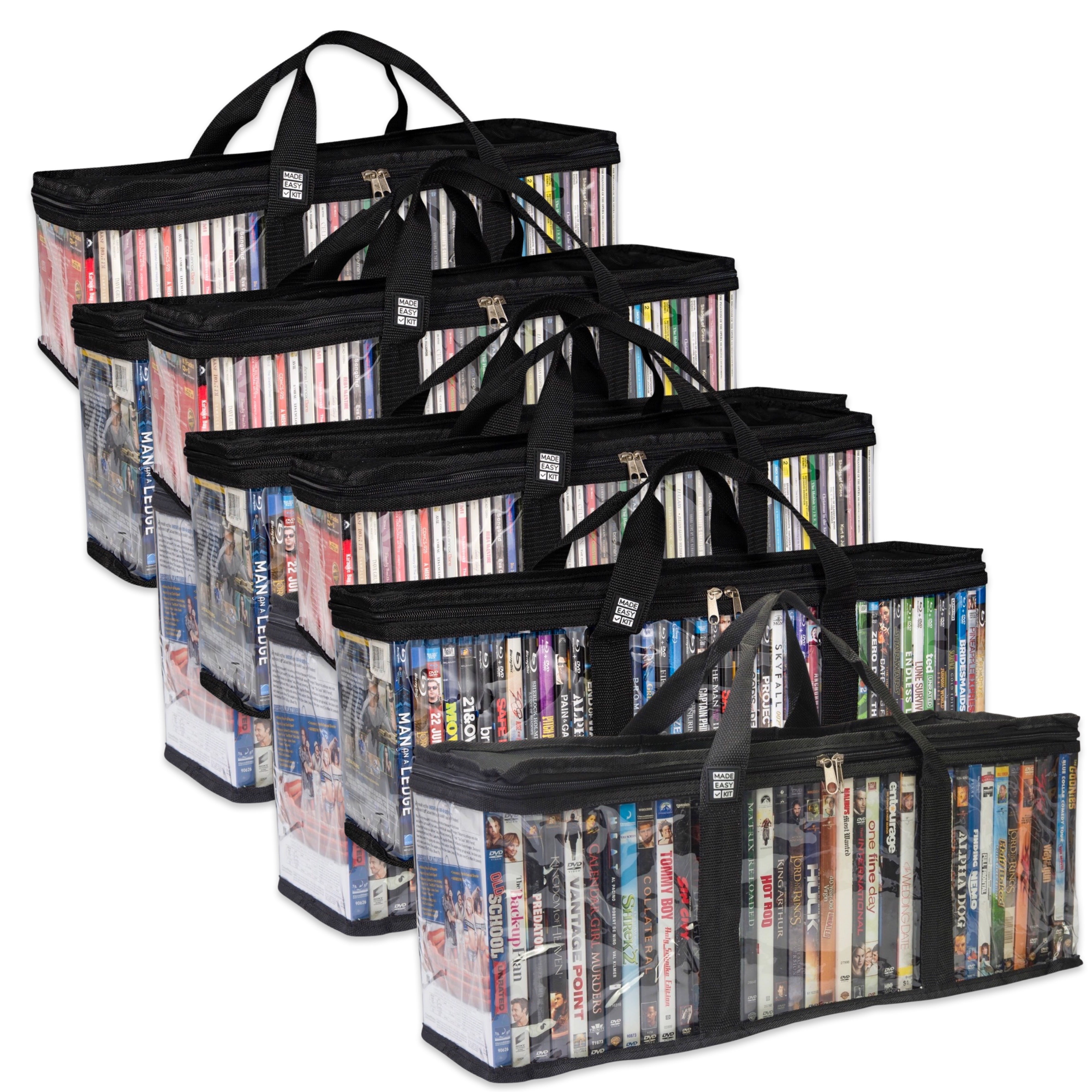 Made Easy Kit Media Storage Bag - DVD & VHS, Blu-Ray, CD 12-Pack Set ...