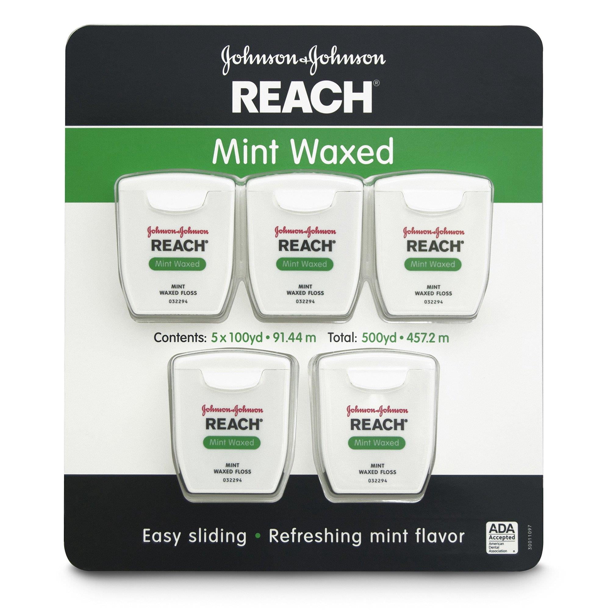 Johnson & Johnson Reach Mint Waxed Dental Floss 5 Ct | Flossers for ...