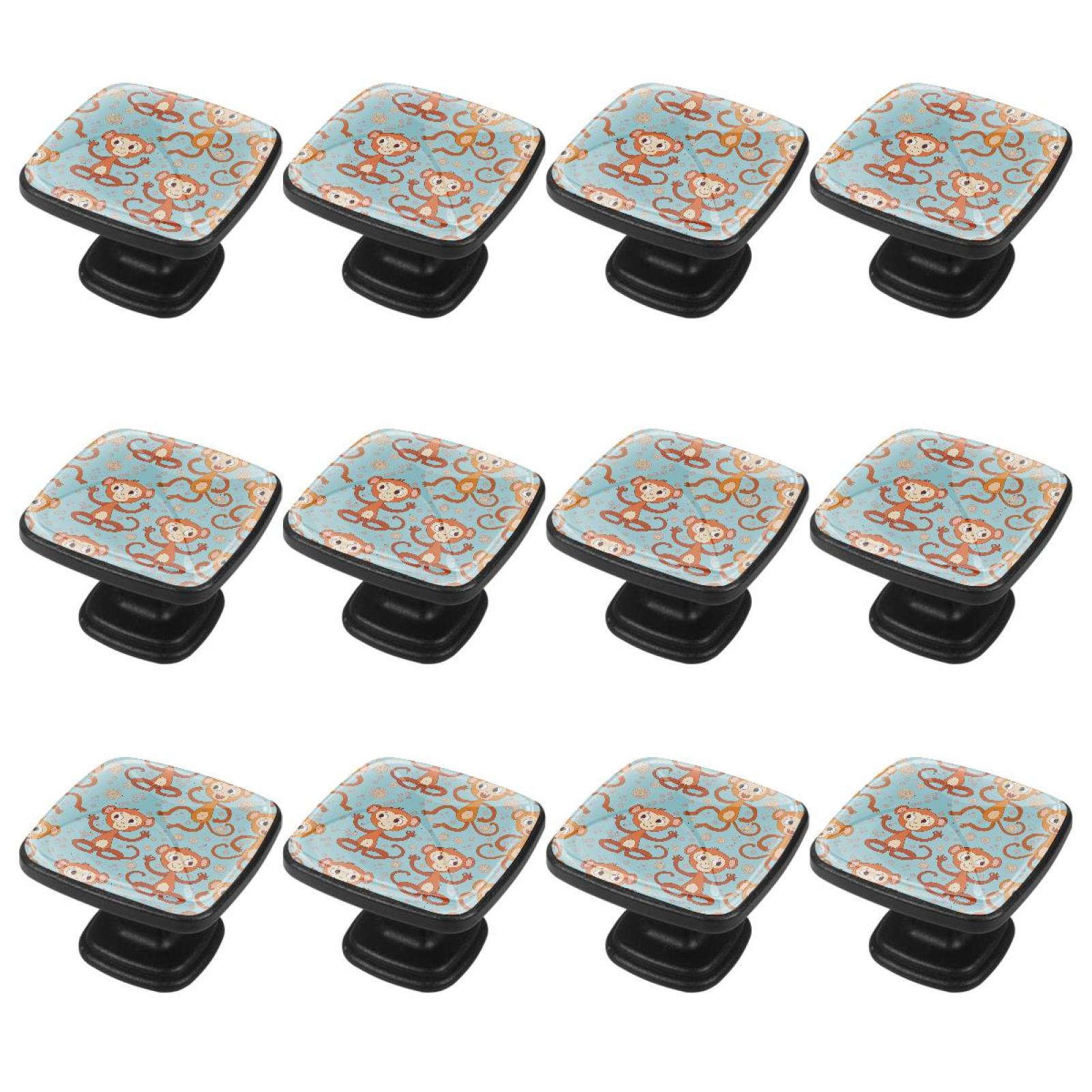 12 Pcs Cabinet Handle Drawer Pulls Monkeys Knobs with Screws Square ...