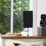 Simple Designs Petite Stick Lamp with USB Charging Port and Fabric ...