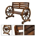 OverPatio Rustic Wooden Wagon Wheel Bench for Garden, Backyard, Balcony ...