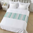 Bed Runner Teal Stripes Bedding Scarves Soft Decorative Bed Flag Grey ...