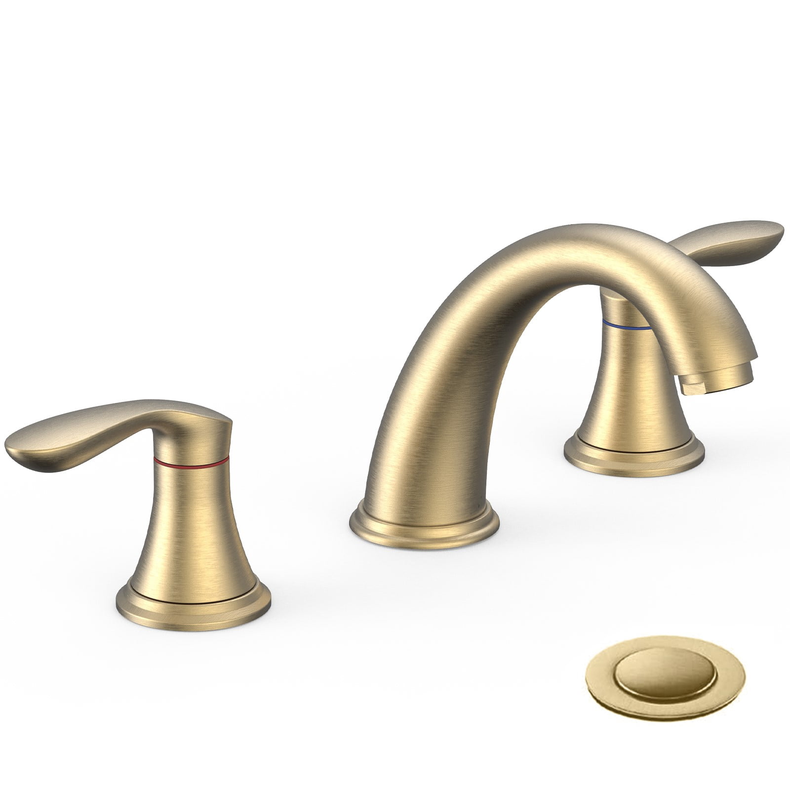 Bathroom Faucet, With Stainless Steel Pop Up Drain 3 Holes Double ...