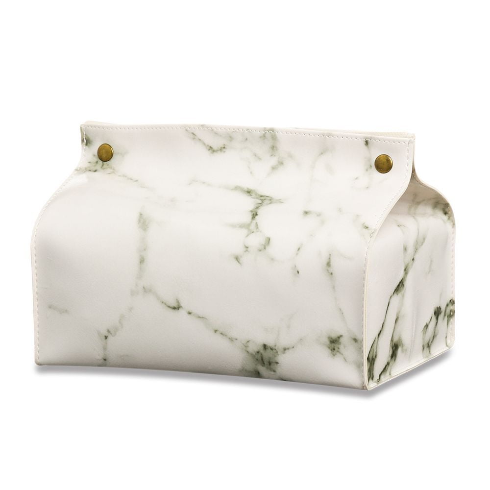 Practical Container Case PU Leather Marble Pattern Tissue Box Cosmetic ...