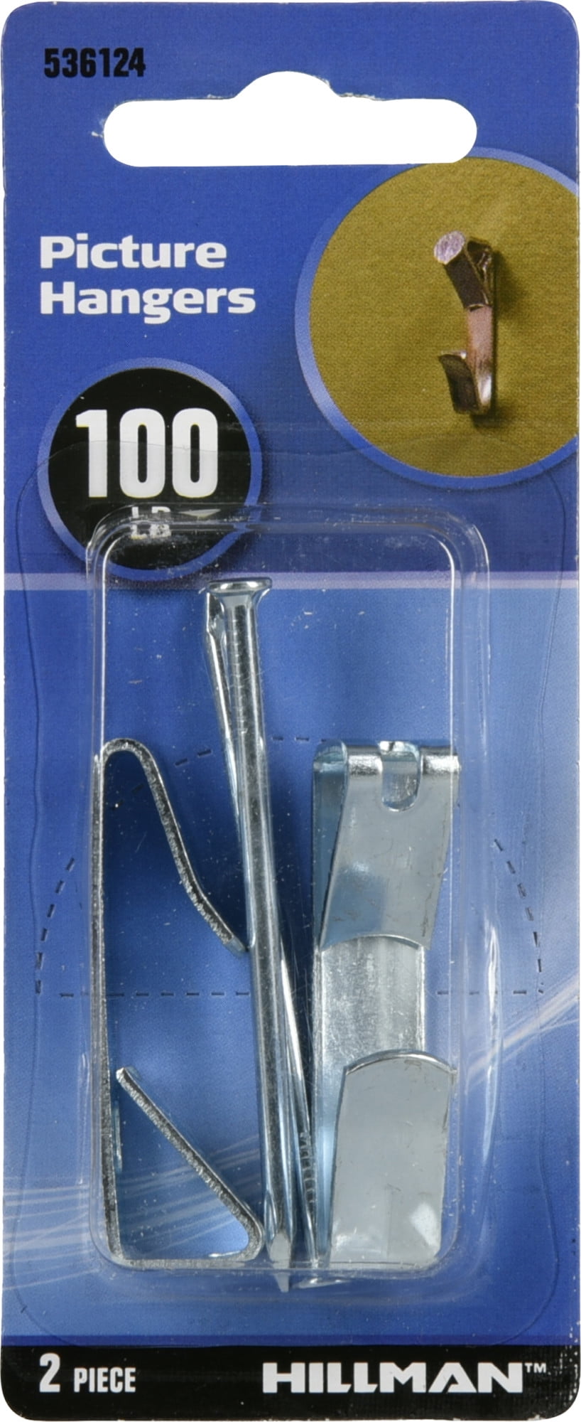 Hillman 536124 Conventional Picture Hangers, Zinc (100lb) 2 Pack ...