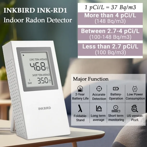 Inkbird Indoor Radon Detector Precise Monitoring for Basements and ...