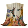 Honeybirds Peony Fleece Throw Blanket Country Watercolor Pink Yellow ...
