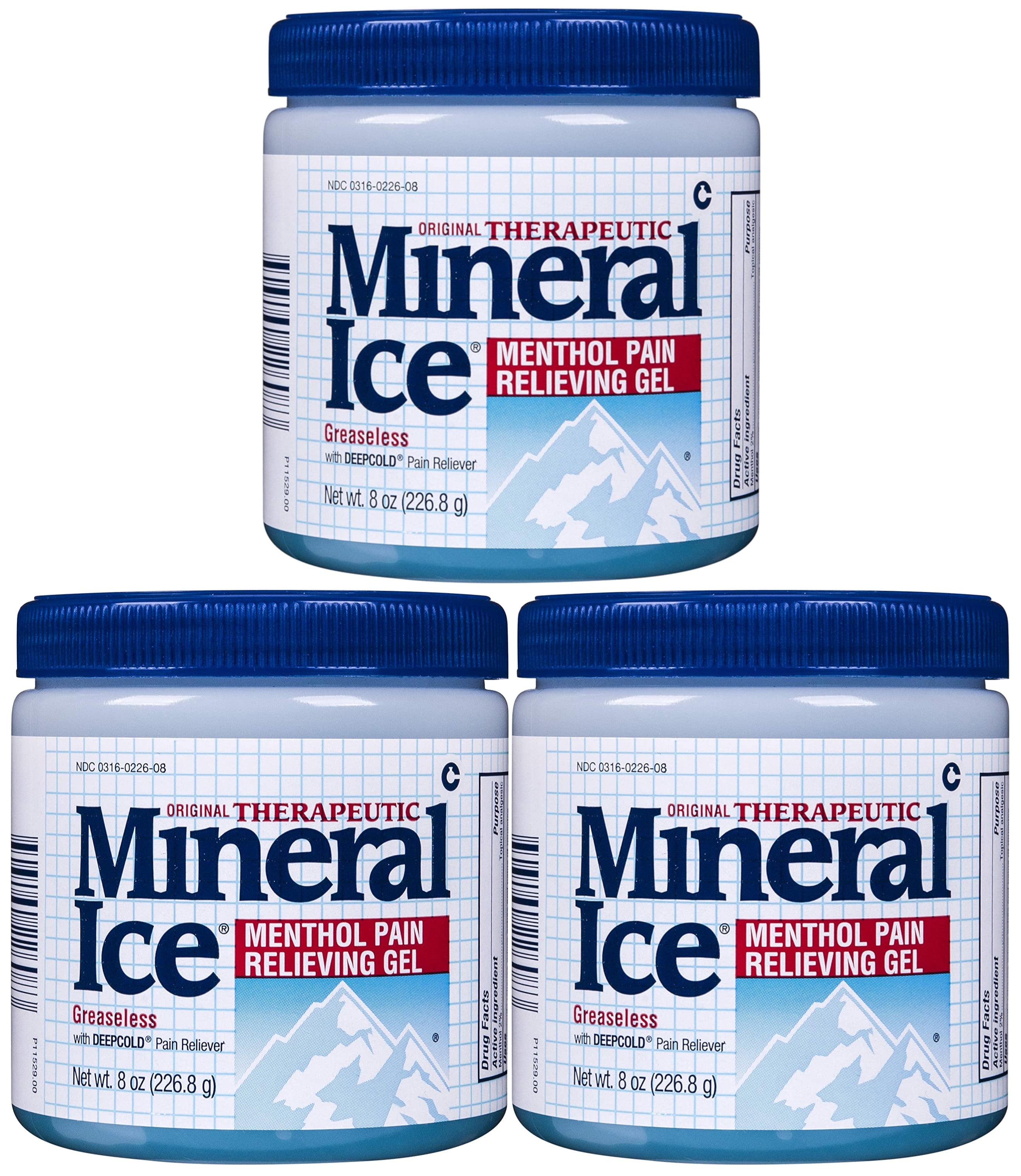 MINERAL ICE Menthol Pain Gel 8oz Tub ( 3 pack ) GERIMED - Walmart.com