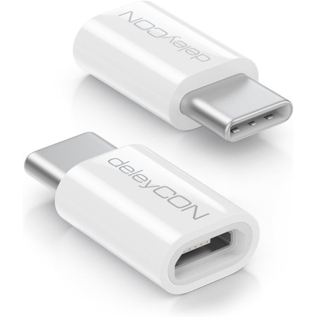 deleyCON 2x Micro USB Female to USB C Male Adapter for Charging and ...