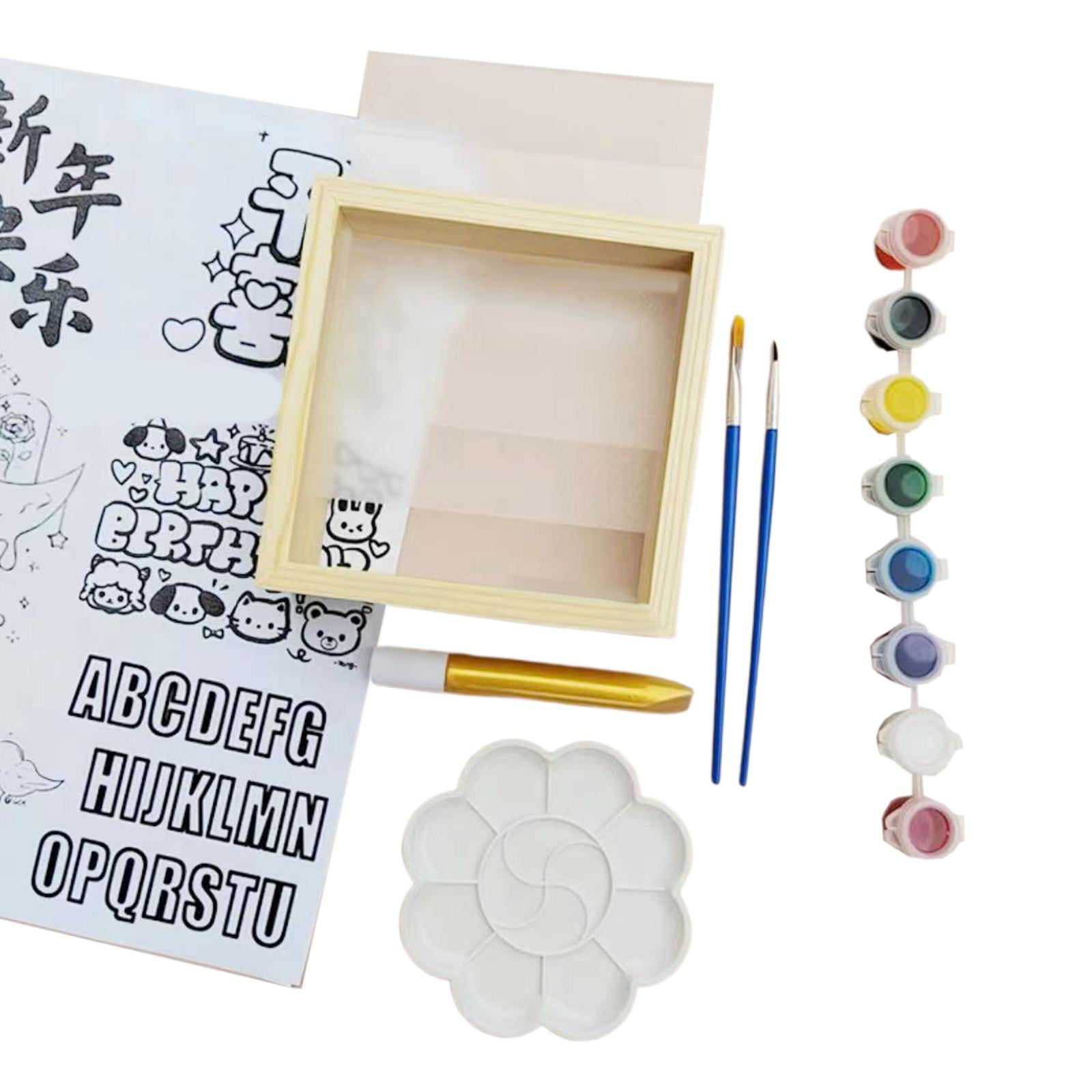 DIY Glass Painting Tools Set Wooden Frame Toy Drawing Activity Handmade ...