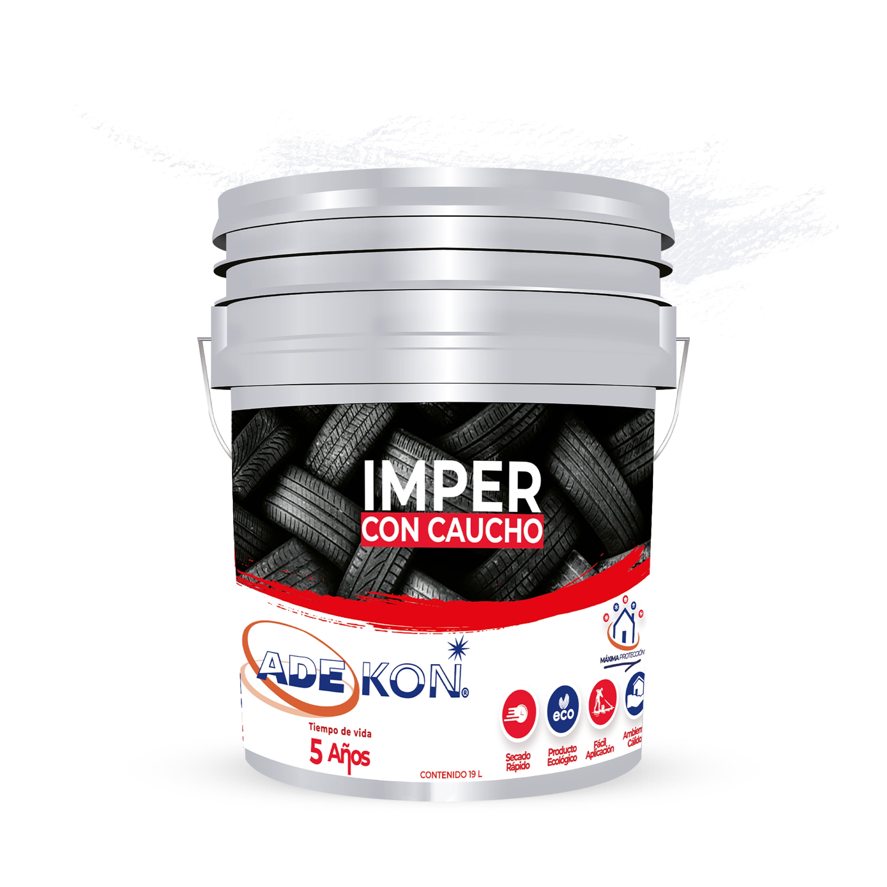 Impermeabilizante con Caucho 19L Color Blanco Adekon Duración 5 Años ...