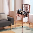 1 PCS Rose Gold Cosmetic Train Table with 4 Rolling Wheels& Lights ...