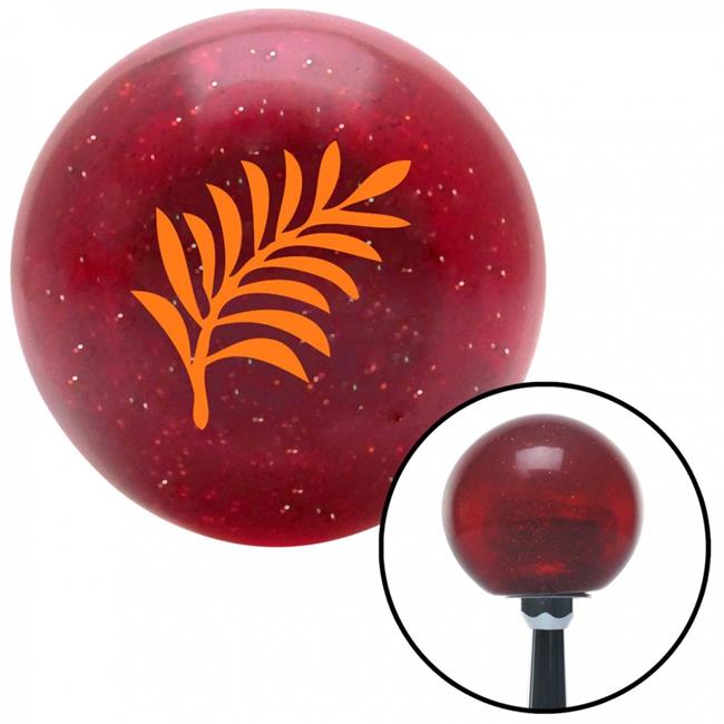 American Shifter Orange Hawaiian Leaf No.3 Red Metal Flake Shift Knob ...