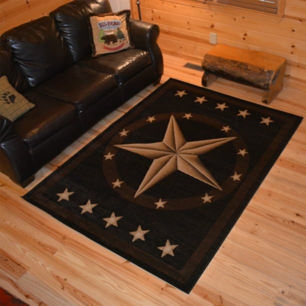 Rustic Lodge Cabin Texas Star Black Area Rug (3'11"x5'3") - 3'11" x 5'3 ...