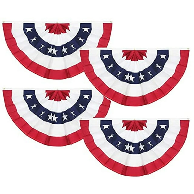 4 Pieces Usa Pleated Fan Flag American Us Bunting Flag Patriotic Half