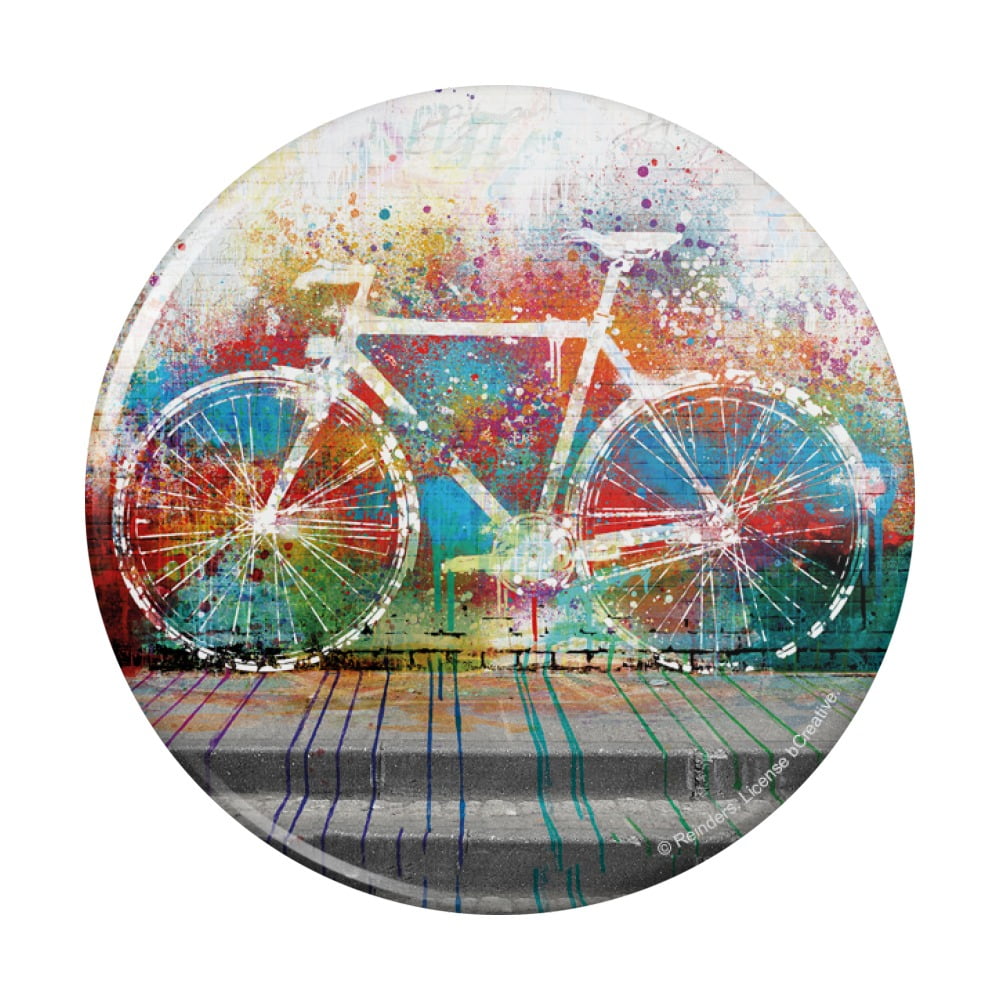 Colorful Rainbow Negative Space Bicycle Bike Wall Pinback Button Pin ...