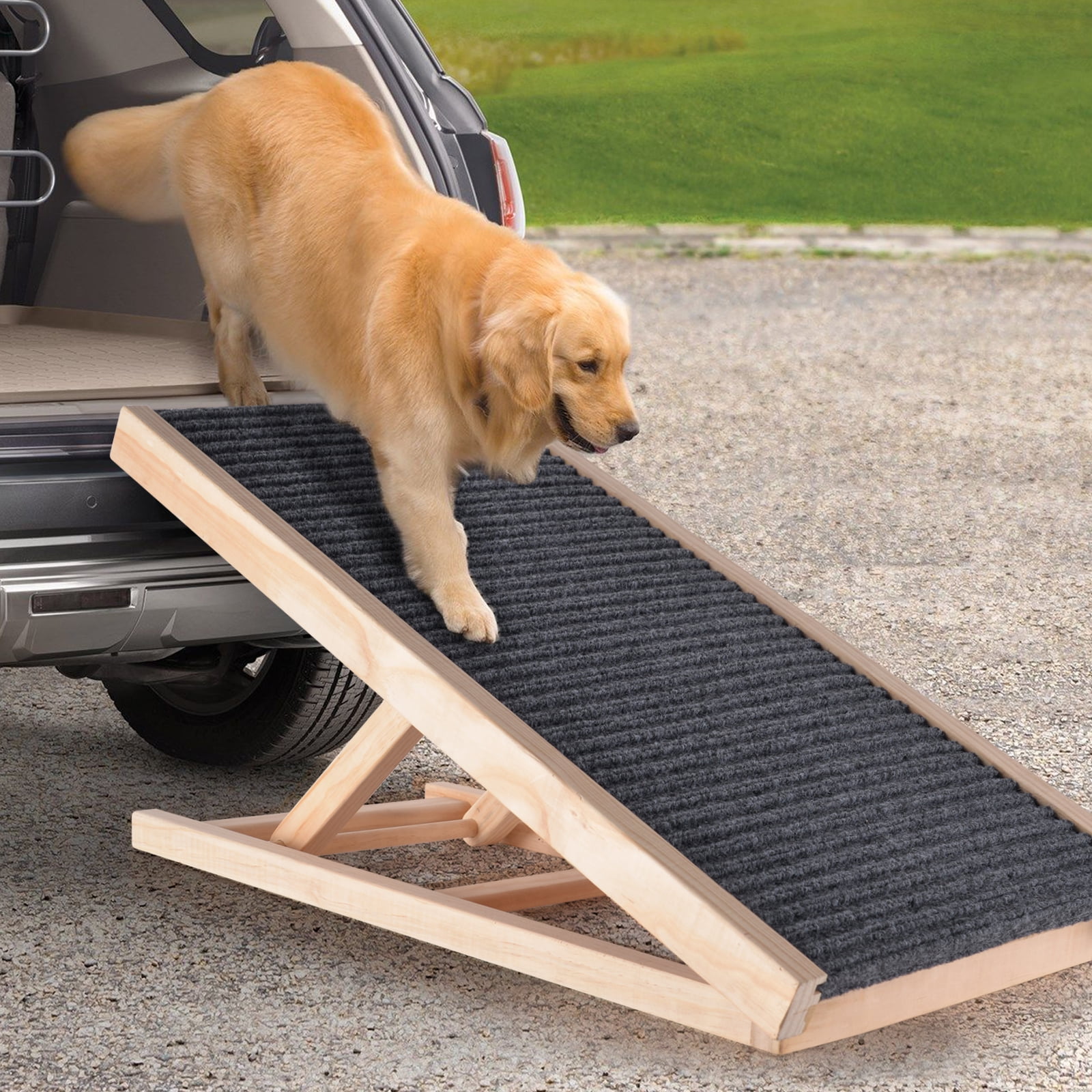 LOEFME Foldable Pet Dog/Cat Ramp 3-Steps Adjustable Non-Slip Puppy ...