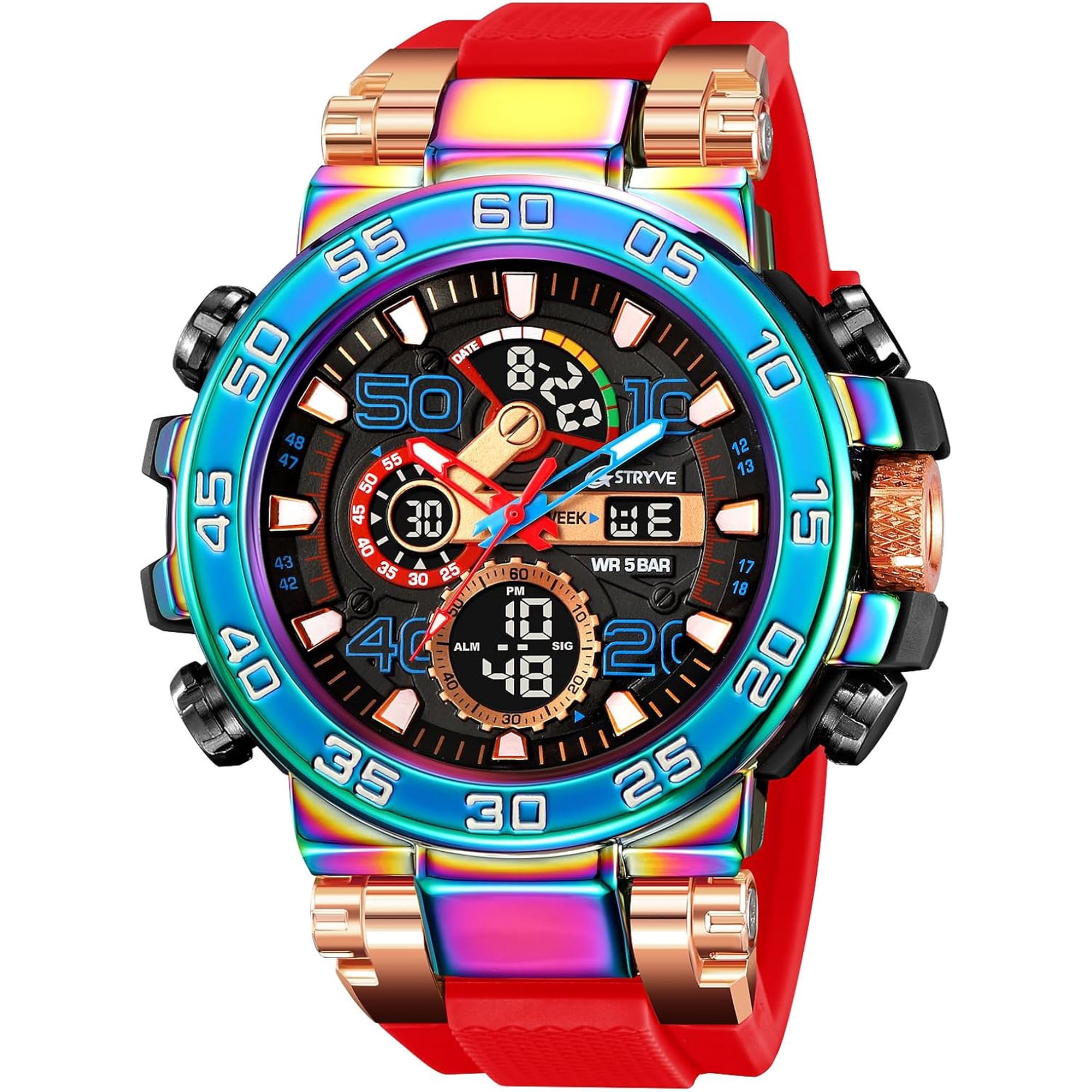 Click here for Flafree Mens Watch Rainbow Color Watches Analog Di... prices
