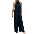 Asgosdo Women's Jumpsuits Sleeveless Halter Solid Color Wide Leg Pants ...