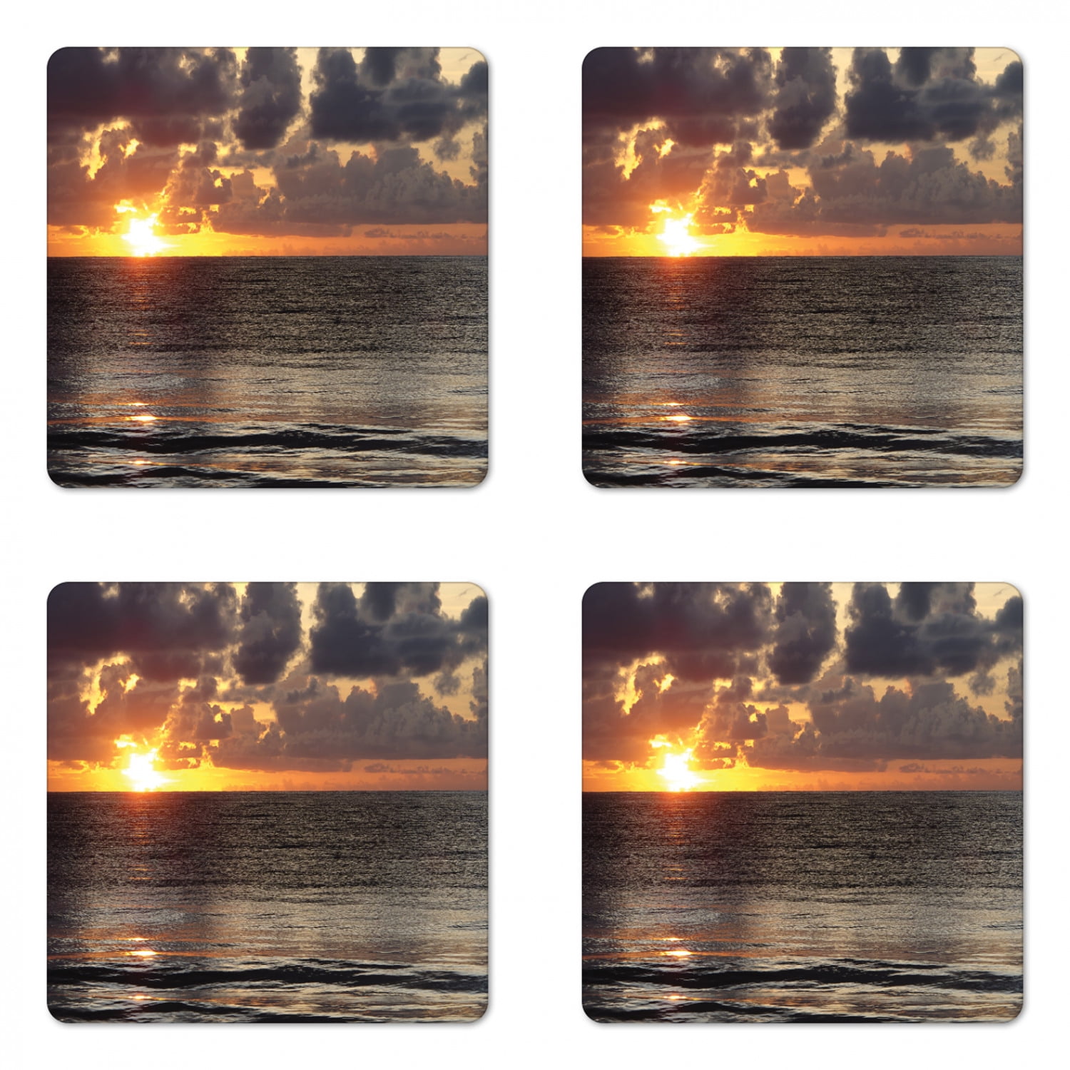 Beach Coaster Set of 4, Dramatic Sunrise in Cancun Cloudscape Skyline ...