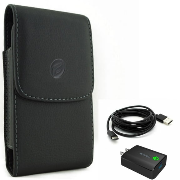 Case Belt Clip + Home Charger for Motorola One 5G Ace Phone - Leather ...