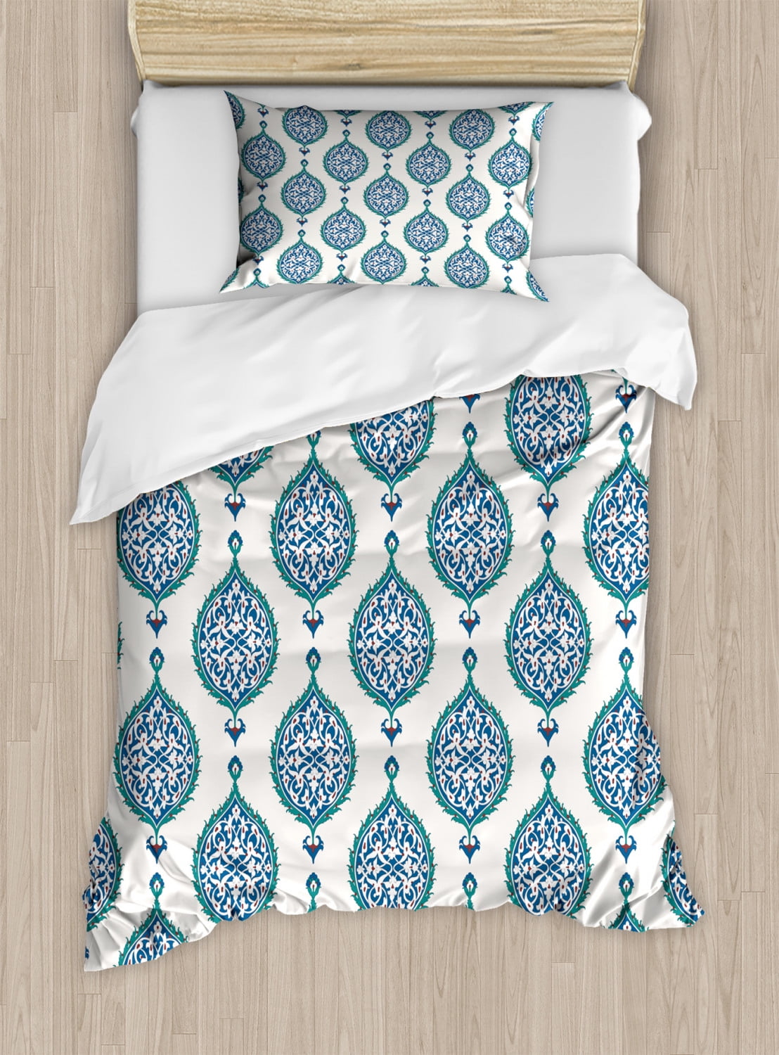 Turkish Pattern Duvet Cover Set Twin Size, Artistic Leaves in ...