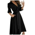 Shudageng Womens Dresses Female Boho Vacation 3 4 Sleeve Knee Length V