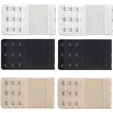 6 Pieces 3 Rows 3 Hooks Women’s Bra Extender Set Elastic Back Bra ...