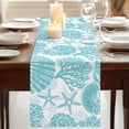 Aqua Coastal Burlap Cotton Table Runner 13x120 Inches Long, Beach ...