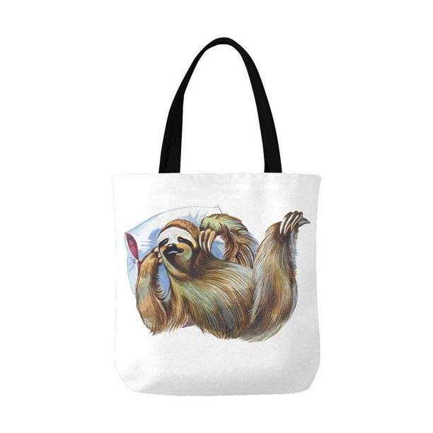 HATIART Watercolor Cute Sloth Reusable Grocery Bags Shopping Bag Canvas ...