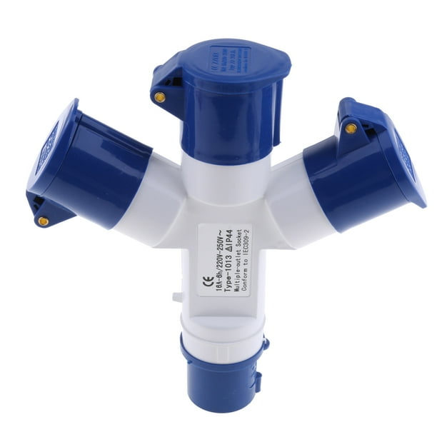 Blue 220-250V 16A Splitter Socket Adaptor IP44 Water 2P+/Female ...