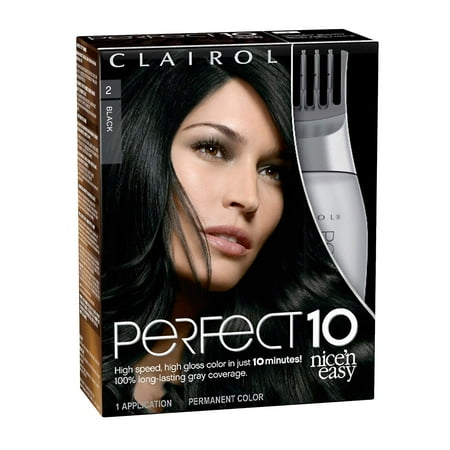 Clairol Perfect 10 by Nice'n Easy Permanent Hair Dye, 2 Black Hair ...
