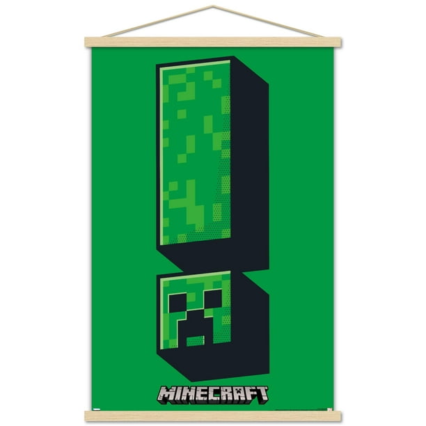 Minecraft - Creeper Symbol Wall Poster with Wooden Magnetic Frame, 22. ...