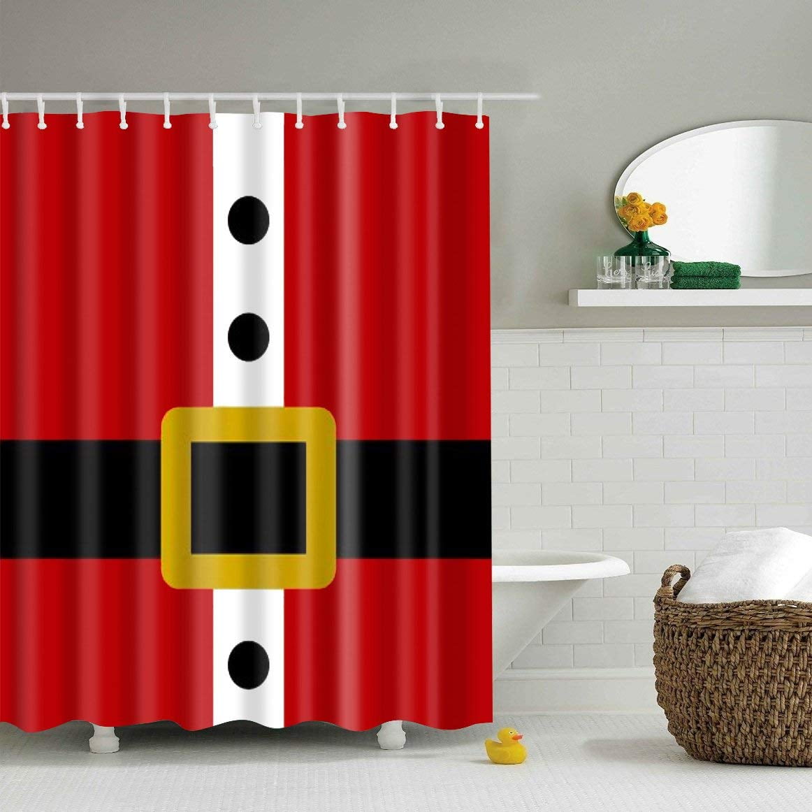 WOPOP Merry Christmas Red Santa Claus Eve New Year Bathroom Shower ...