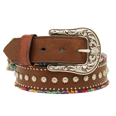 Nocona - Nocona Western Belt Womens Leather Frayed Studs Brown N3411902 ...