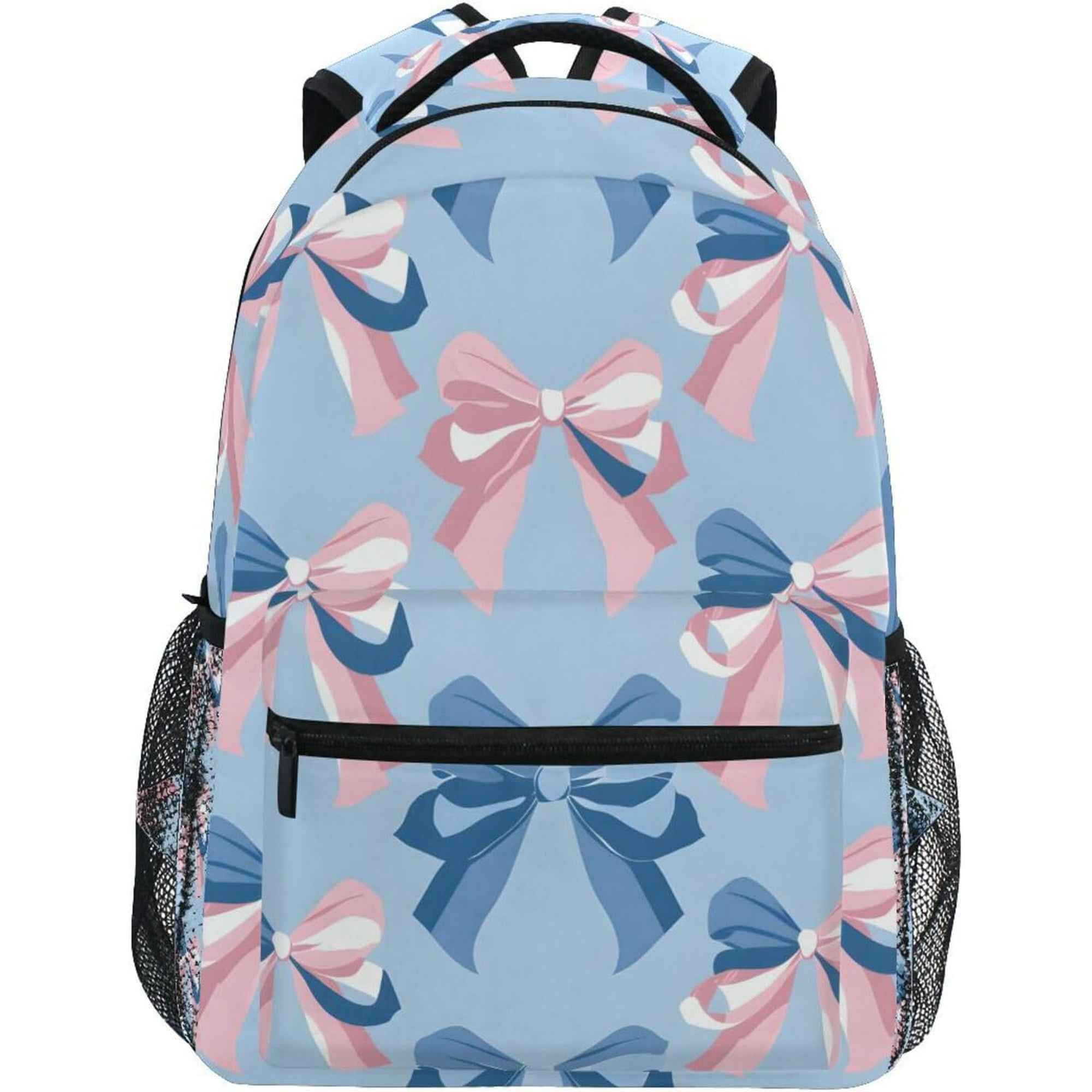 Click here for Nicebags Pink Bow Blue Pattern Backpacks For Girls... prices