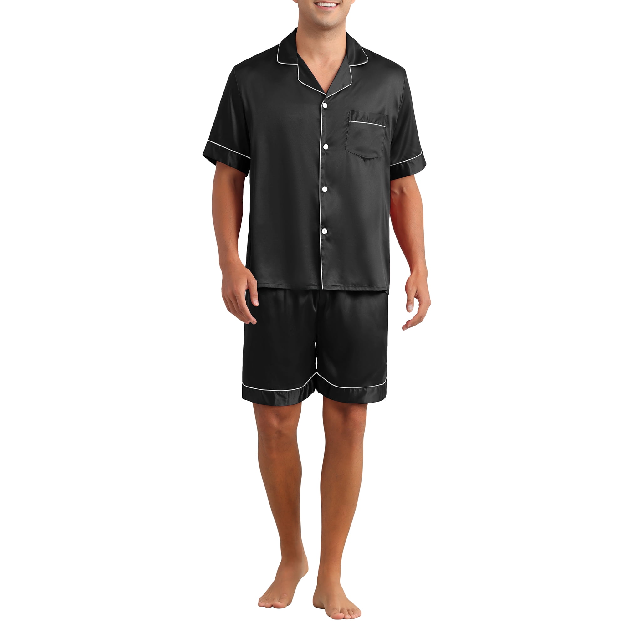 Click here for Inspire Chic Satin Pajamas Set For Mens Short Slee... prices