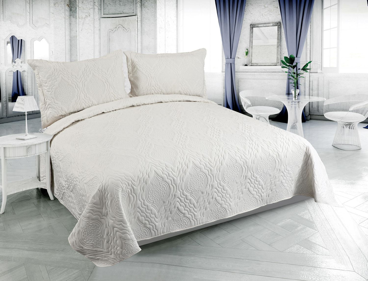 Marina Decoration Solid Embossed Pinsonic Coverlet Bedspread Bedding ...