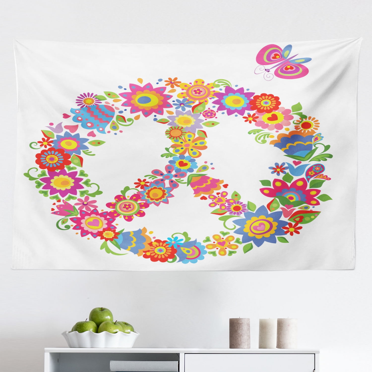 Groovy Tapestry, Love Hippie Flowers Season Ladybird Ladybugs Nature ...