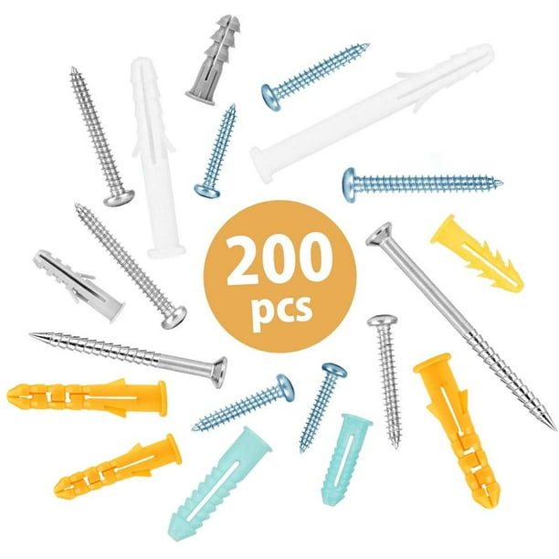 Screw and plug kit 200 pieces Large assortment of screw plugs for ...