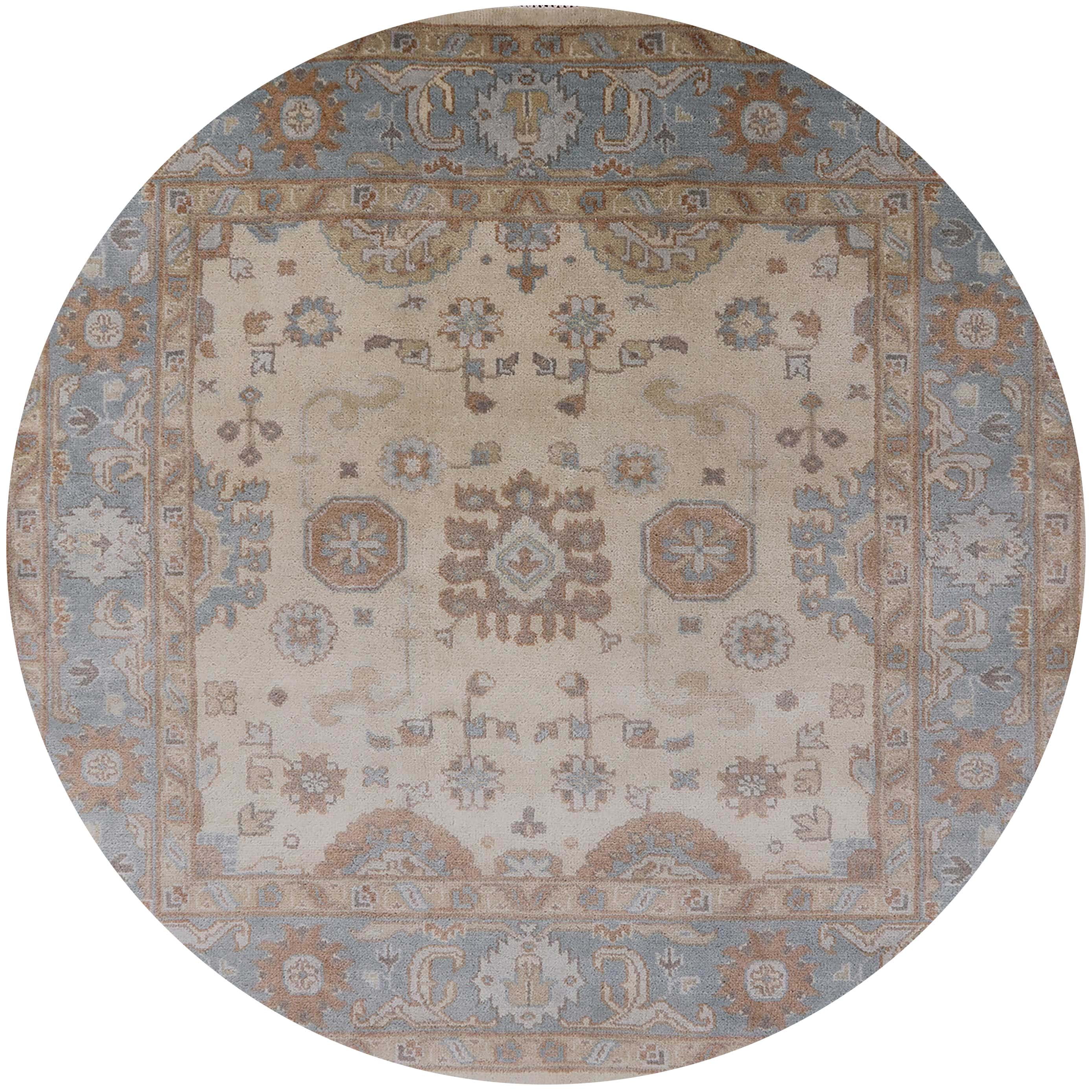 Ahgly Company Indoor Round Mid-Century Modern Rose Purple Oriental Area ...