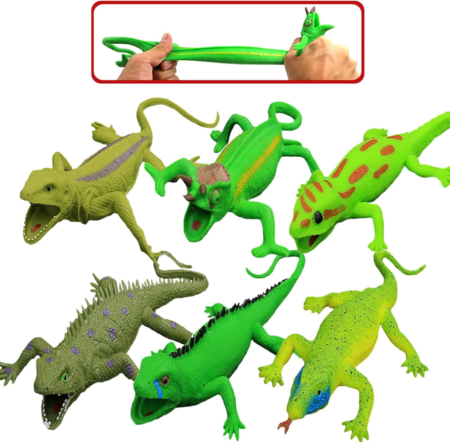 TRAHOO-6 Packs Lizards Toys,9 inch Super Stretches Rubber Lizard Set ...