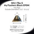 Flashers #4 Black Square Flexible Roof Jack Pipe Boot Metal Roofing ...