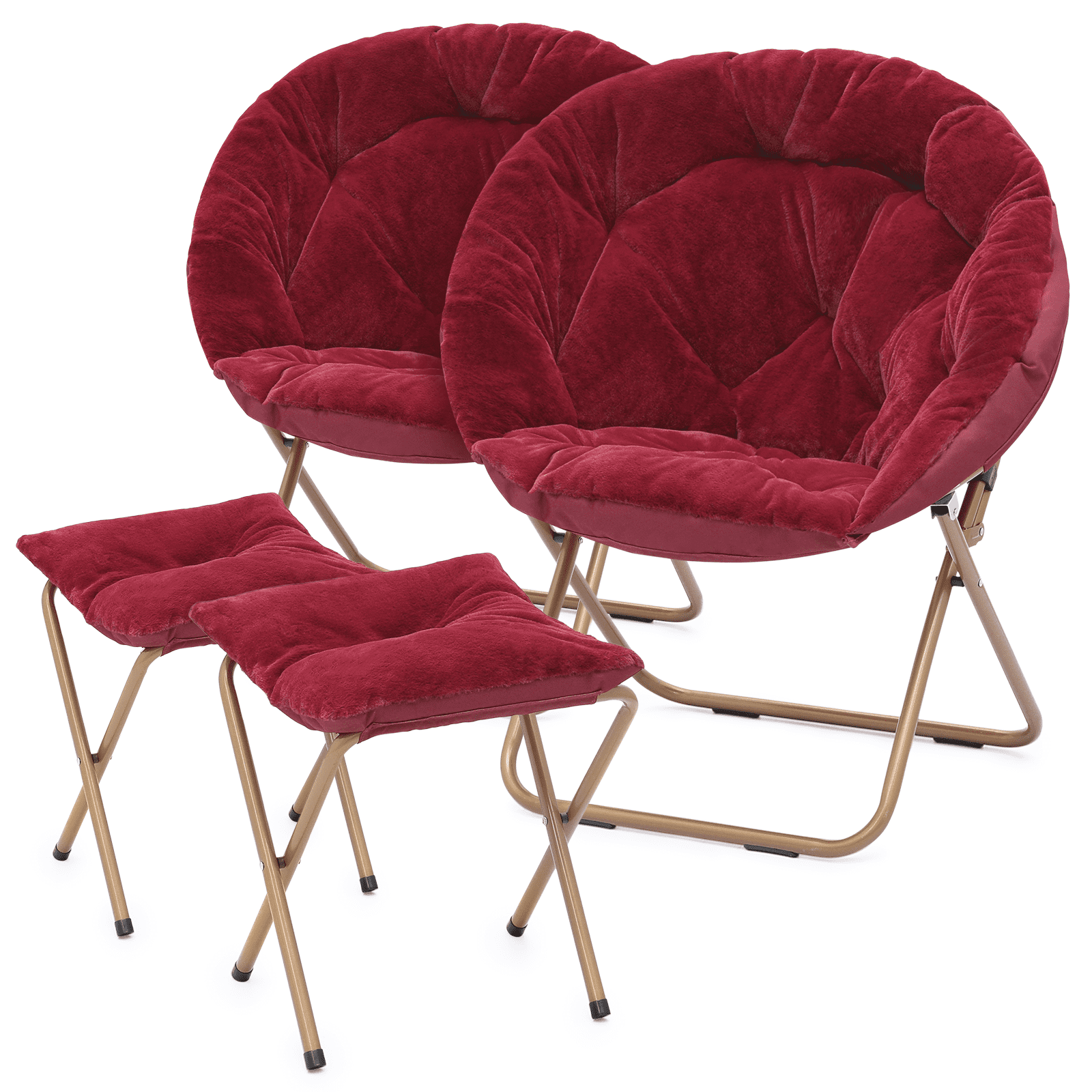 MoNiBloom Set of 2 Folding Cozy Chair with Footrest, Faux Fur Saucer ...