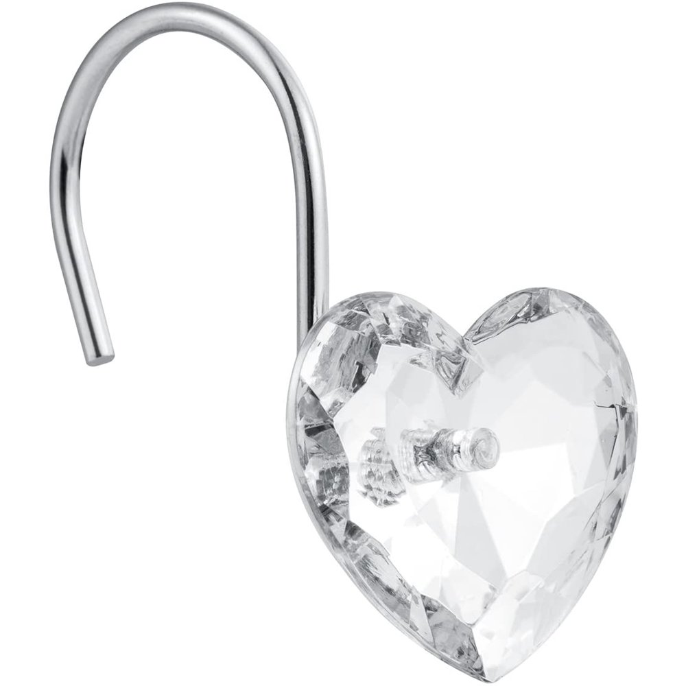 Cyrra Decorative Crystal Heart Shape Shower Hooks Rust Resistant Hooks ...