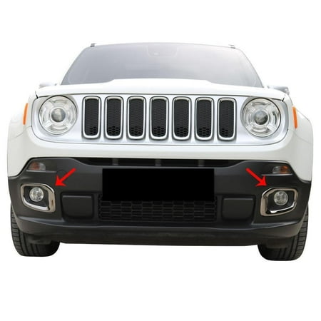 Dark Chrome Front Fog Light Frame Bezel S.Steel for Jeep Renegade 2015 ...