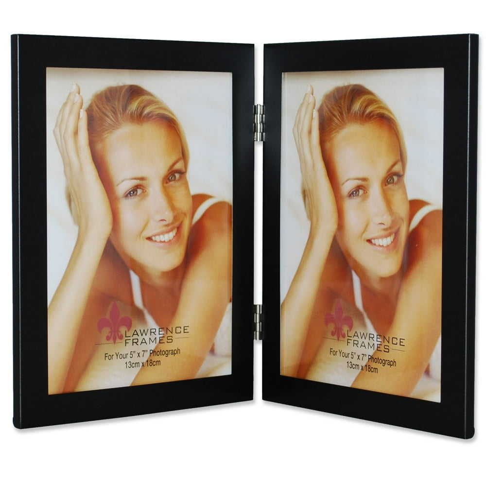 Lawrence Frames Black 5x7 Hinged Double Metal Picture Frame - Walmart ...