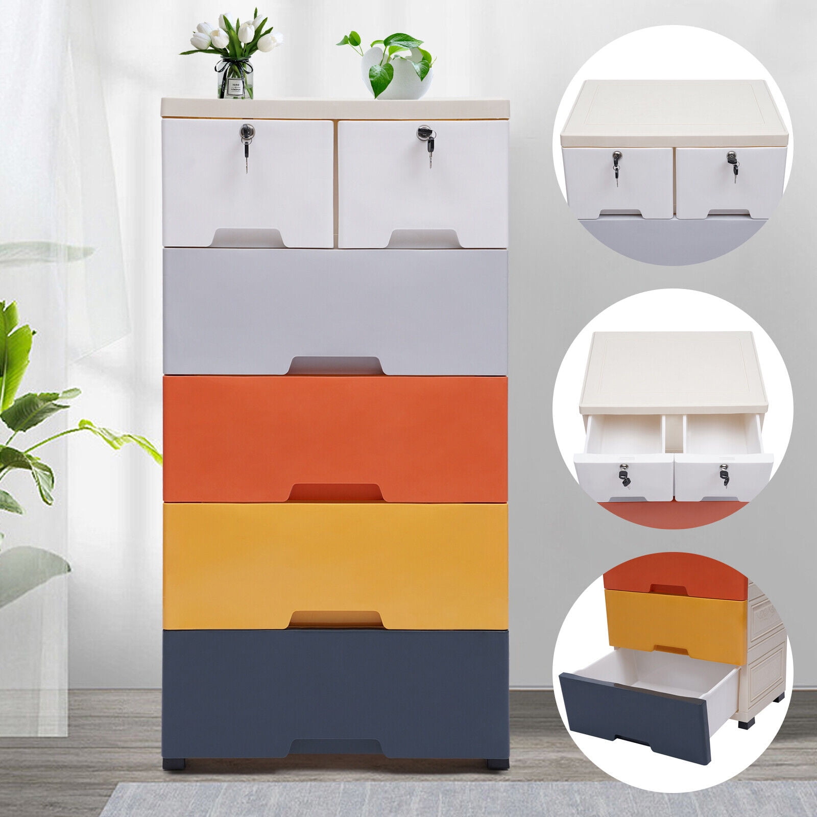 Storage Dresser Furniture Tall Chest Tower Organizer for Bedroom ...