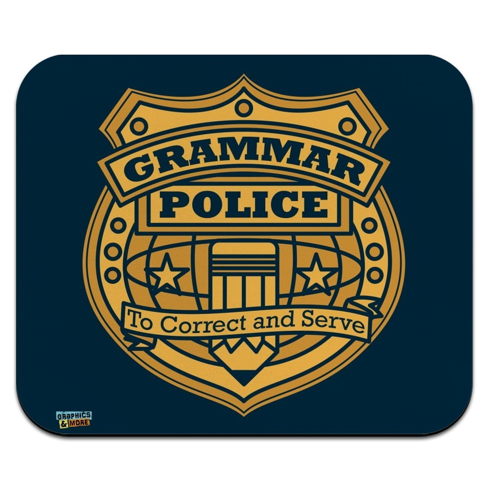 Grammar Police Badge Funny Low Profile Thin Mouse Pad Mousepad ...